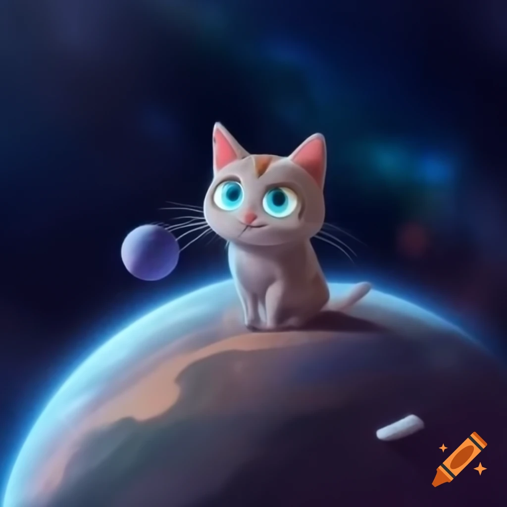 Cat sitting on top of planet mars on Craiyon