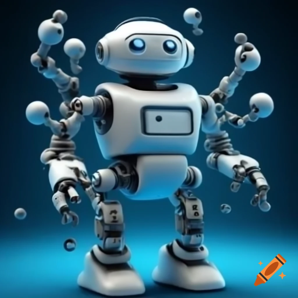 Robot celebrating creation of 200 software robots on Craiyon