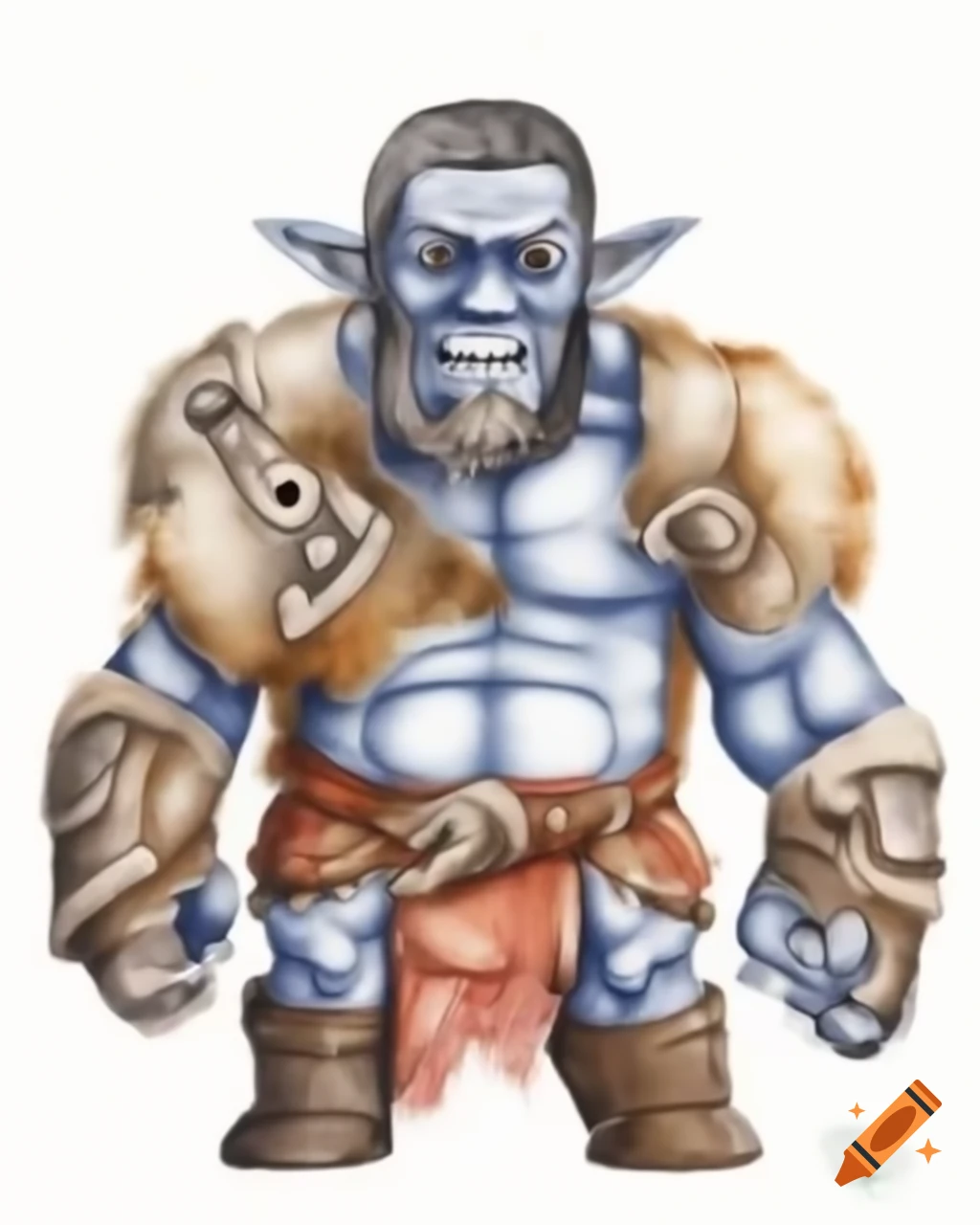 Fantasy character portrait of a half-orc barbarian with a gentle smile ...