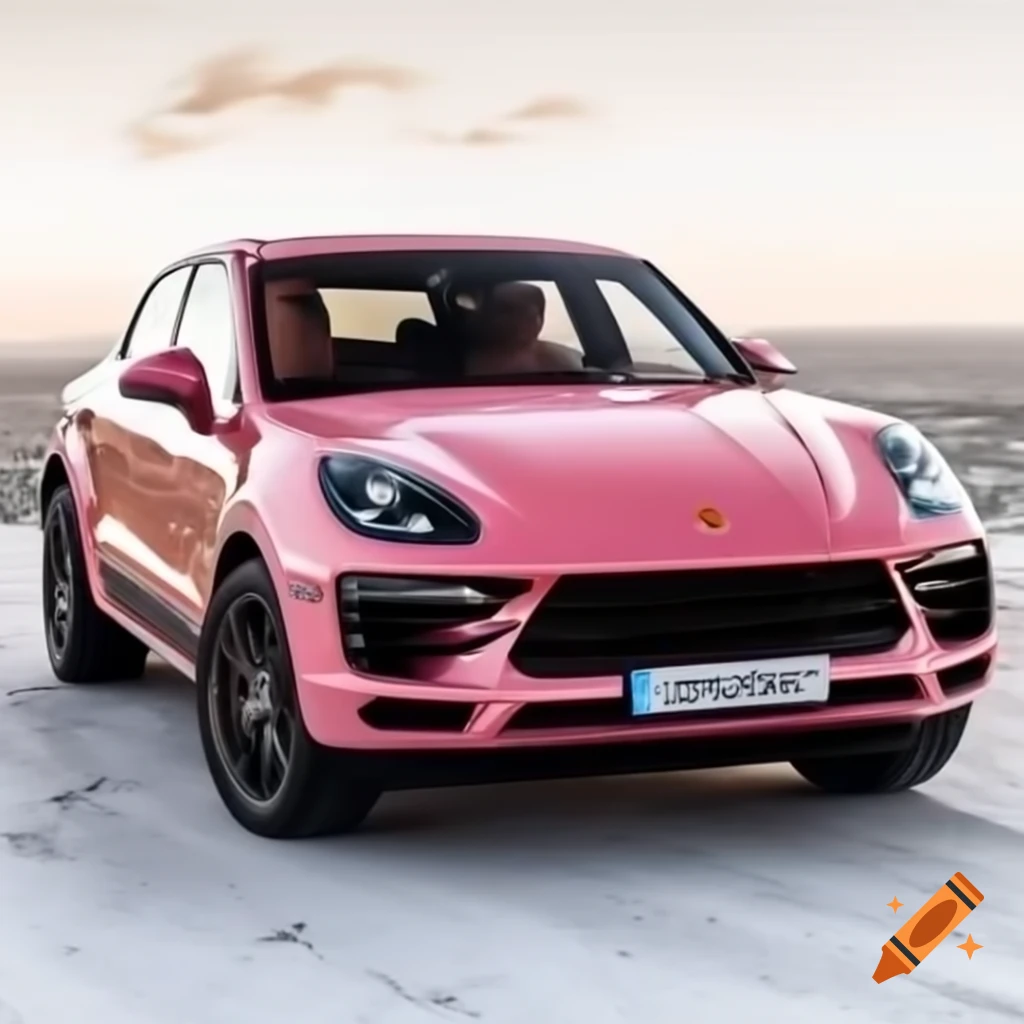 Pink zotye sr9 deesse car resembling porsche macan with transparent background on Craiyon