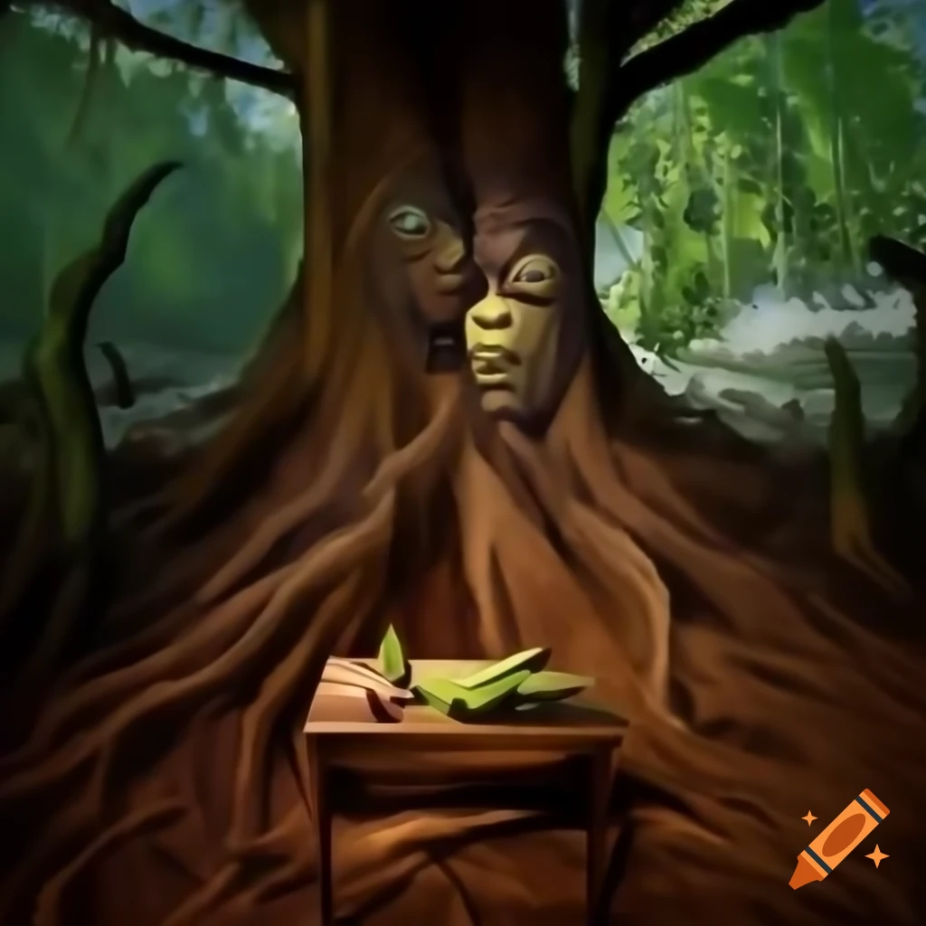 Hyper-realistic micro photography of Rotten Tree Monster made from tree ...