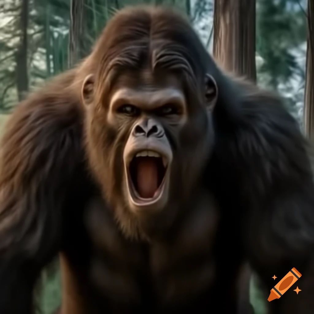 Bigfoot illustration with a face resembling a public figure on Craiyon