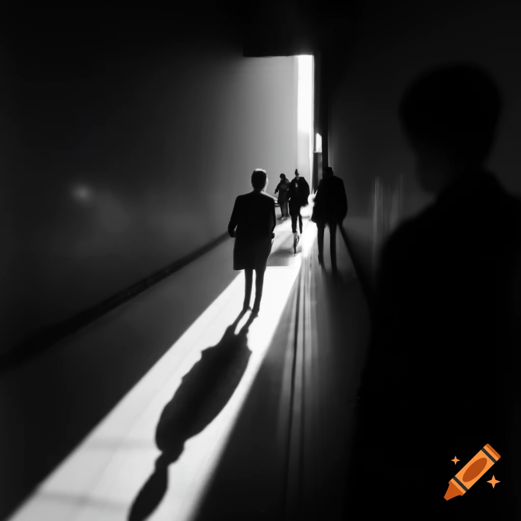 Liminal space photo in black and white with distorted composition and ...