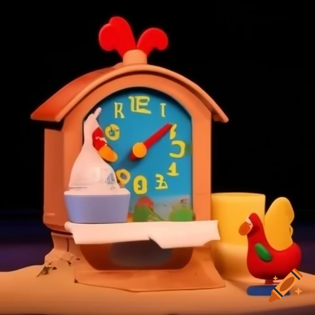 Scenography for children's play featuring sand clock, electronic clock ...