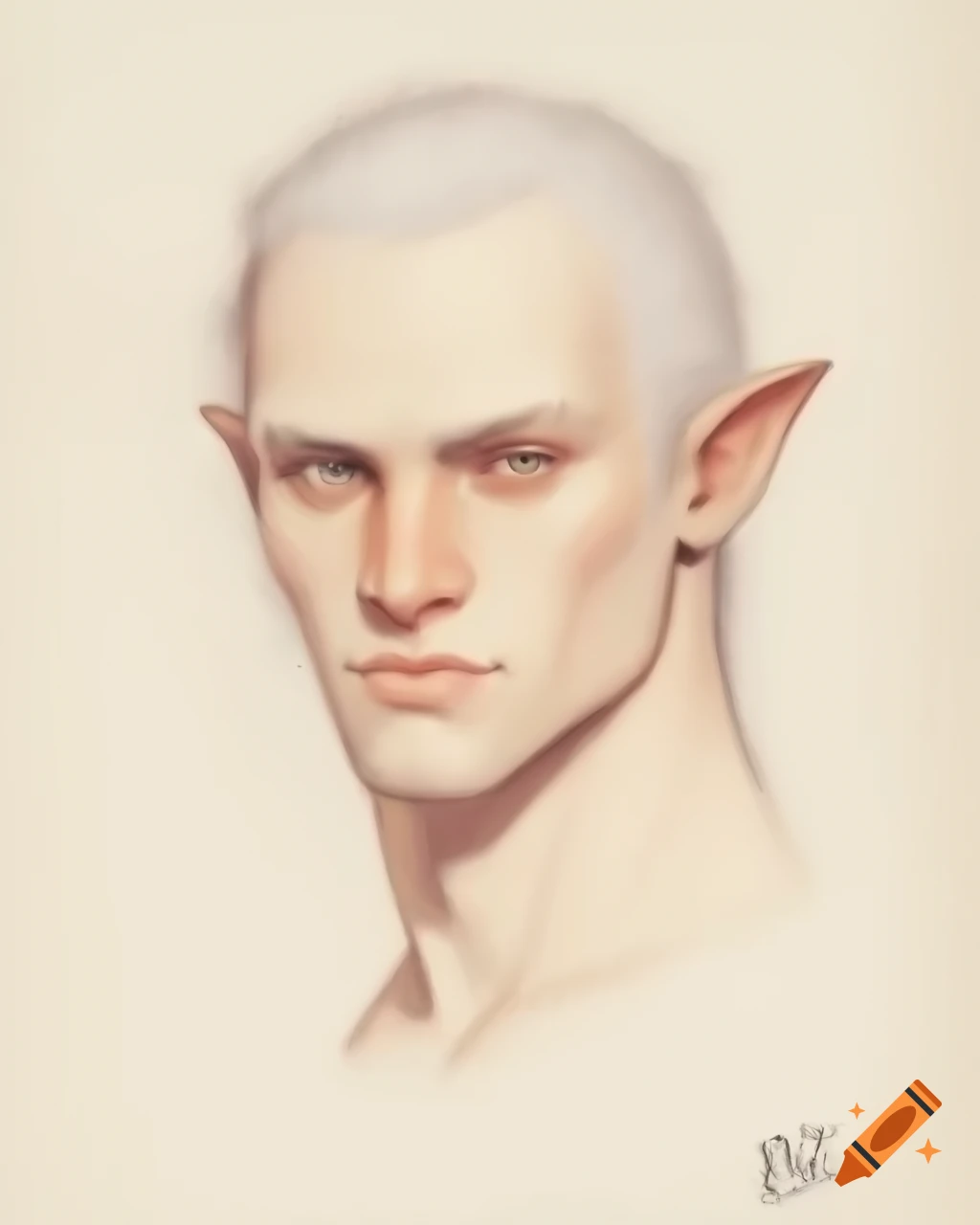 Half-orc male character in painted style, side profile facing left on ...
