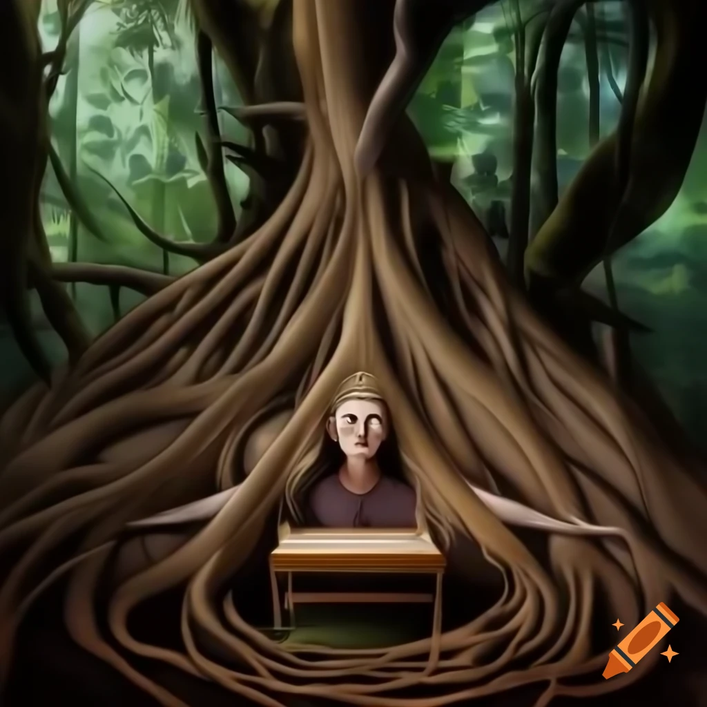 Hyper-realistic micro photography of Rotten Tree Monster made from tree ...