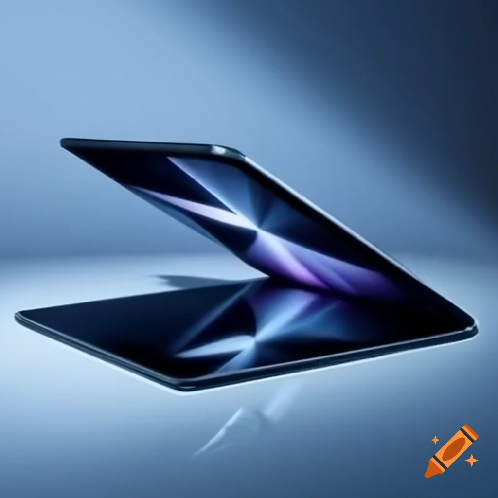 Modern tablet on pristine surface with glossy screen reflection on Craiyon