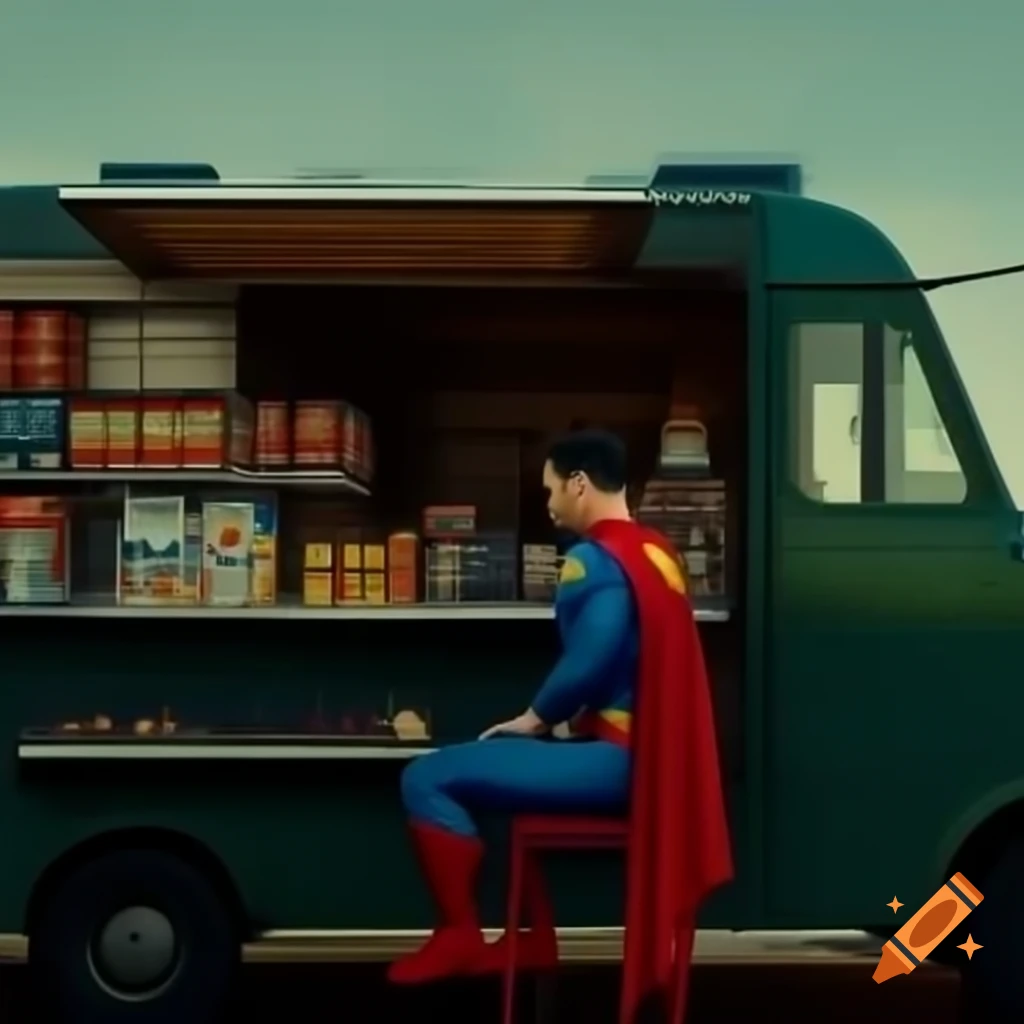 Superman driving a food truck on Craiyon