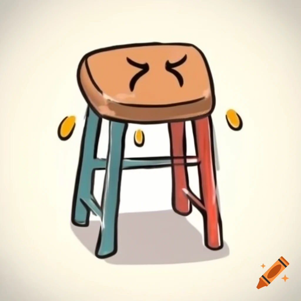 Artistic representation of a stool with crying features on Craiyon
