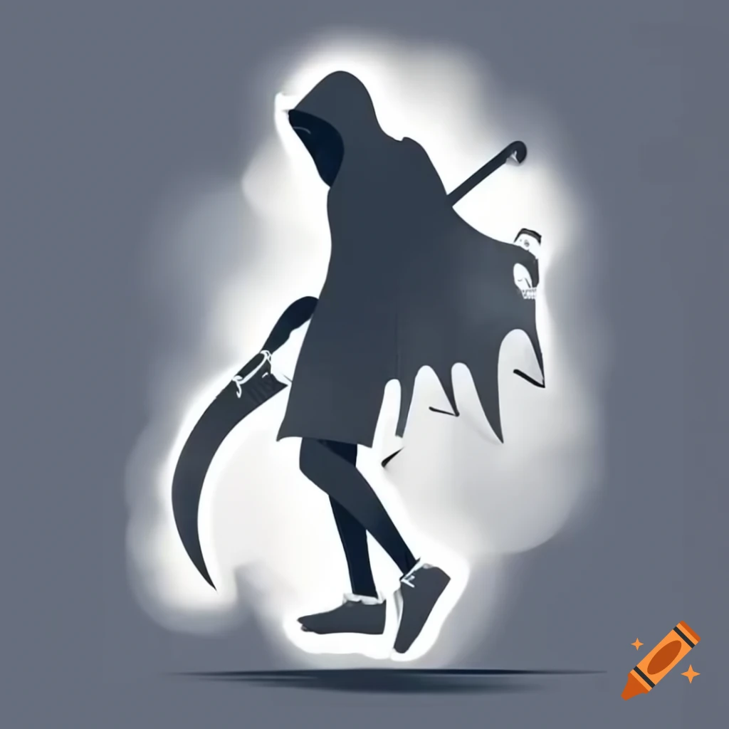 Silhouette of Kevin Durant in hooded cloak with scythe and KDS sneakers ...