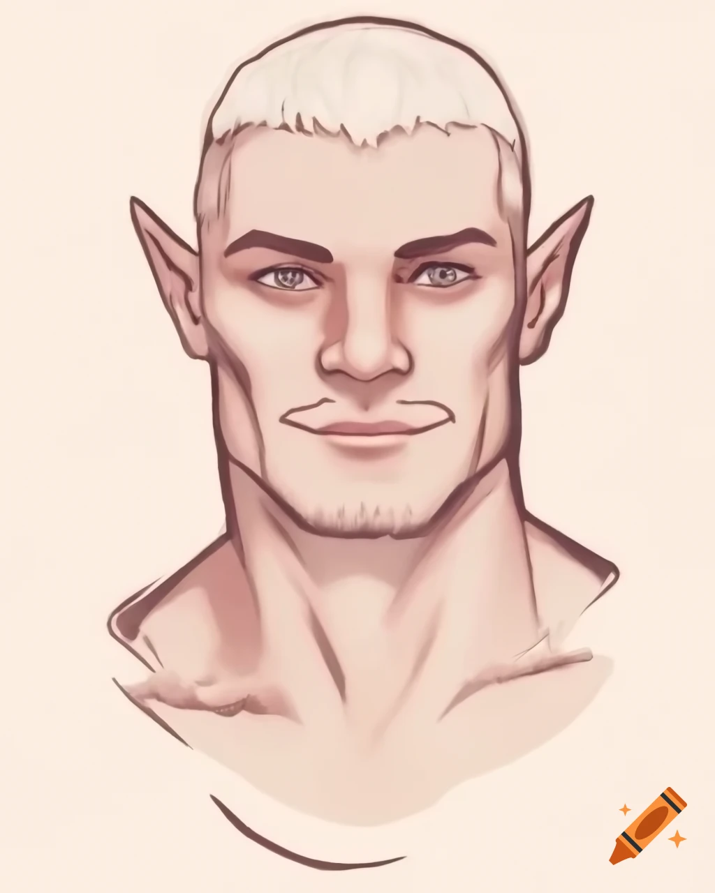 Half-orc male profile with pale skin and orc tint in painted style on ...