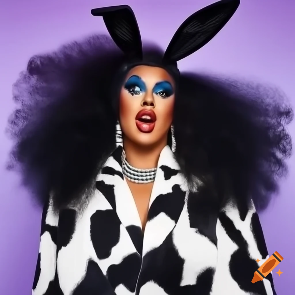 Roxy cottontail in glamorous black and white bunny-inspired outfit on Craiyon