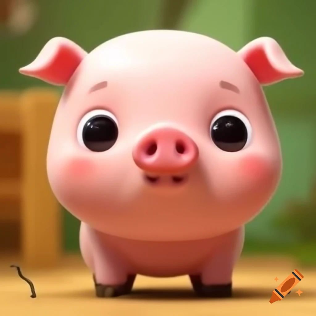 Cute piglet riding on the back of another pig on Craiyon