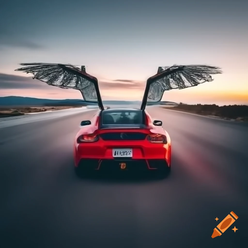 Concept of a car with wings, flying vehicle design on Craiyon