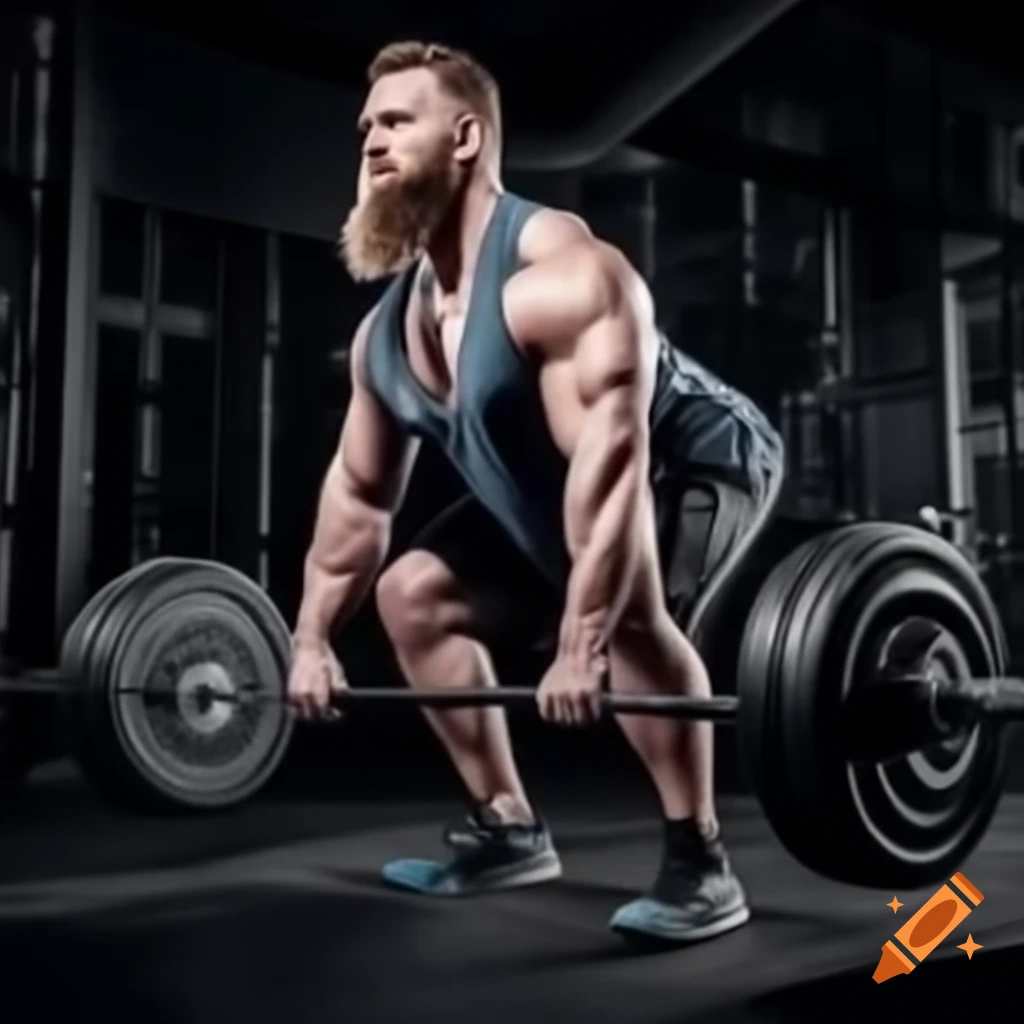 Young white male deadlifting 325lbs, wearing a shirt on Craiyon