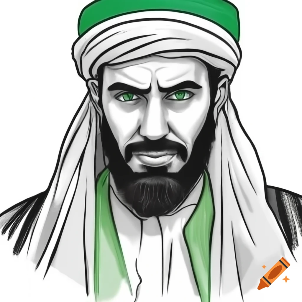 Photorealistic portrayal of Ali ibn Abu Talib in traditional attire ...