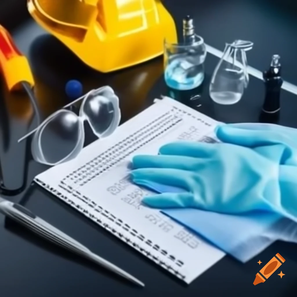 Safety equipment in science lab including glasses, gloves, and masks on ...