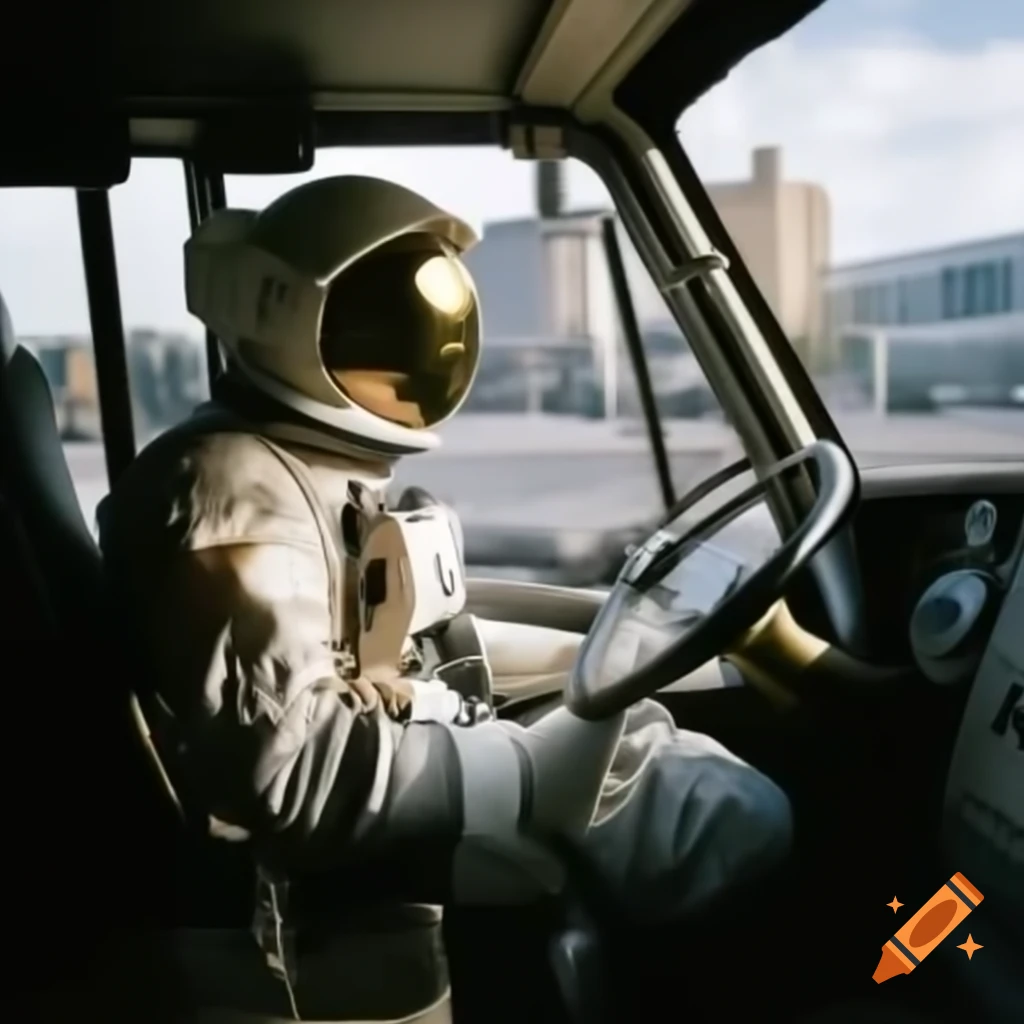 Astronaut driving a city bus in an unusual scenario on Craiyon