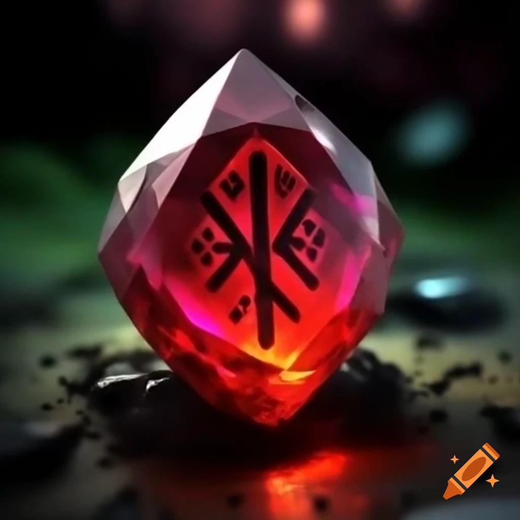 Red glowing gem with engraved celtic rune on Craiyon