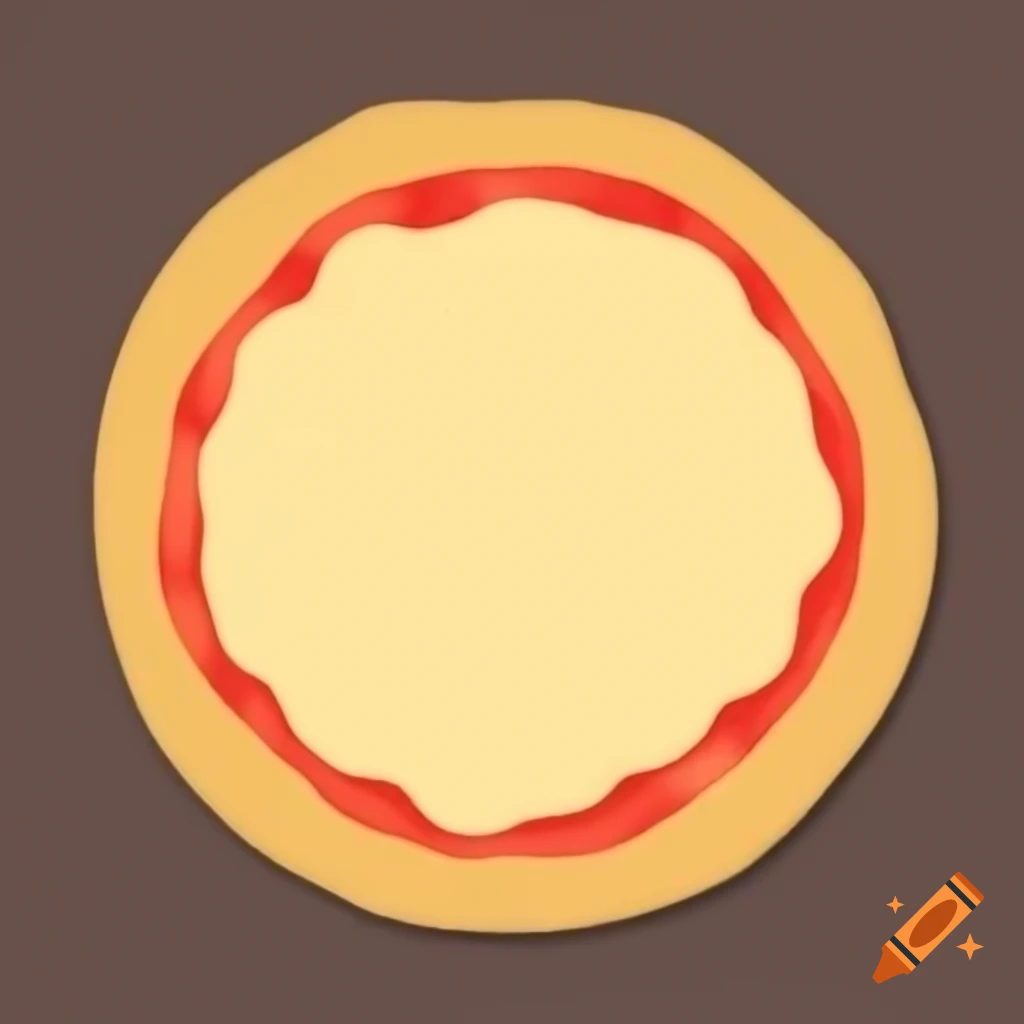 Circular pizza dough painted in vibrant cartoon watercolor style on Craiyon