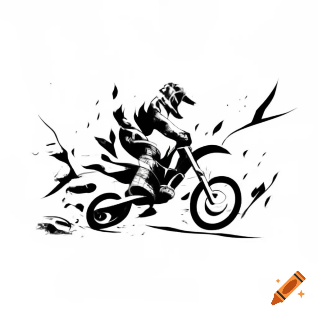 Dynamic motion logo of motocross rider soaring over fallen tree in ...