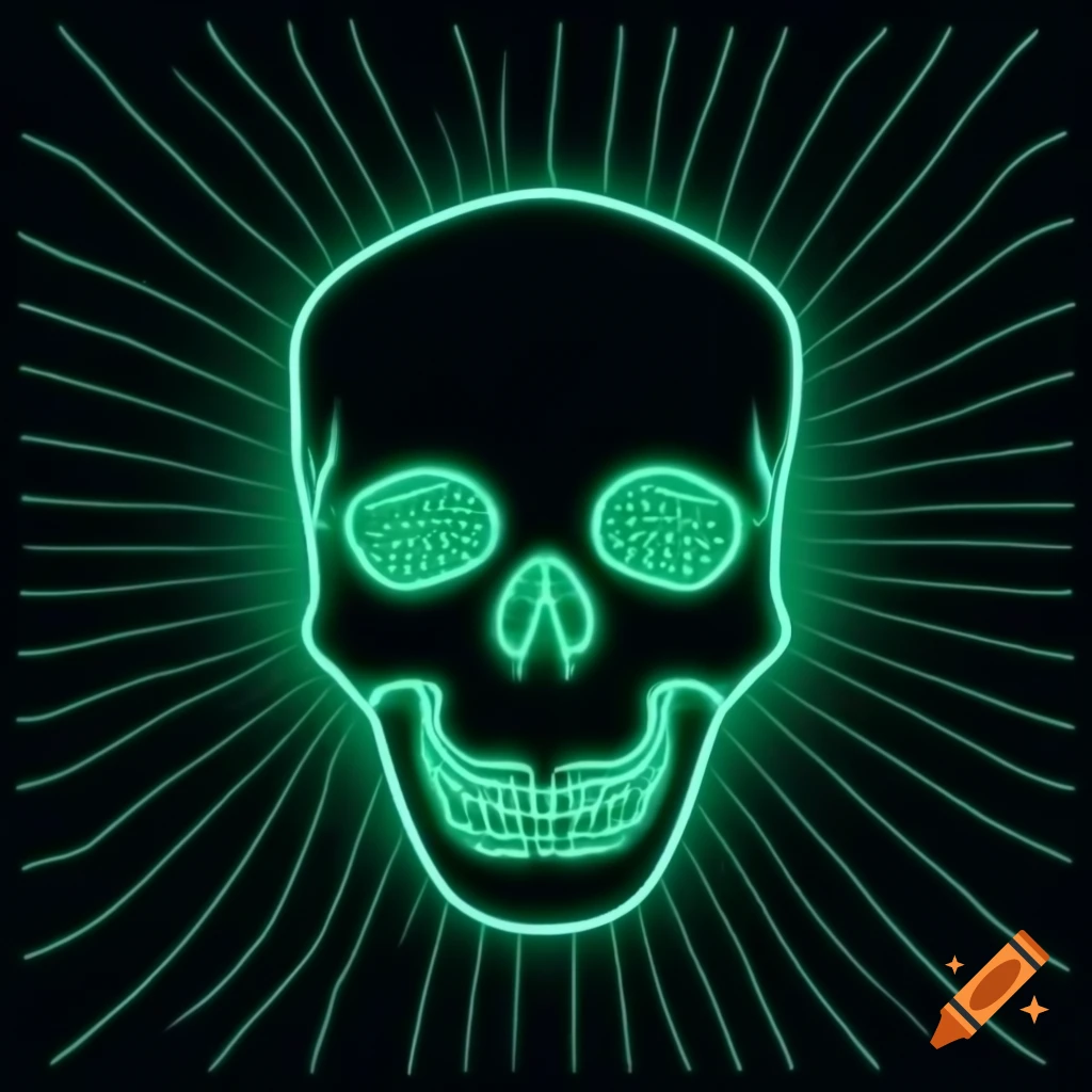 Skull silhouette against night sky with faint stars on Craiyon