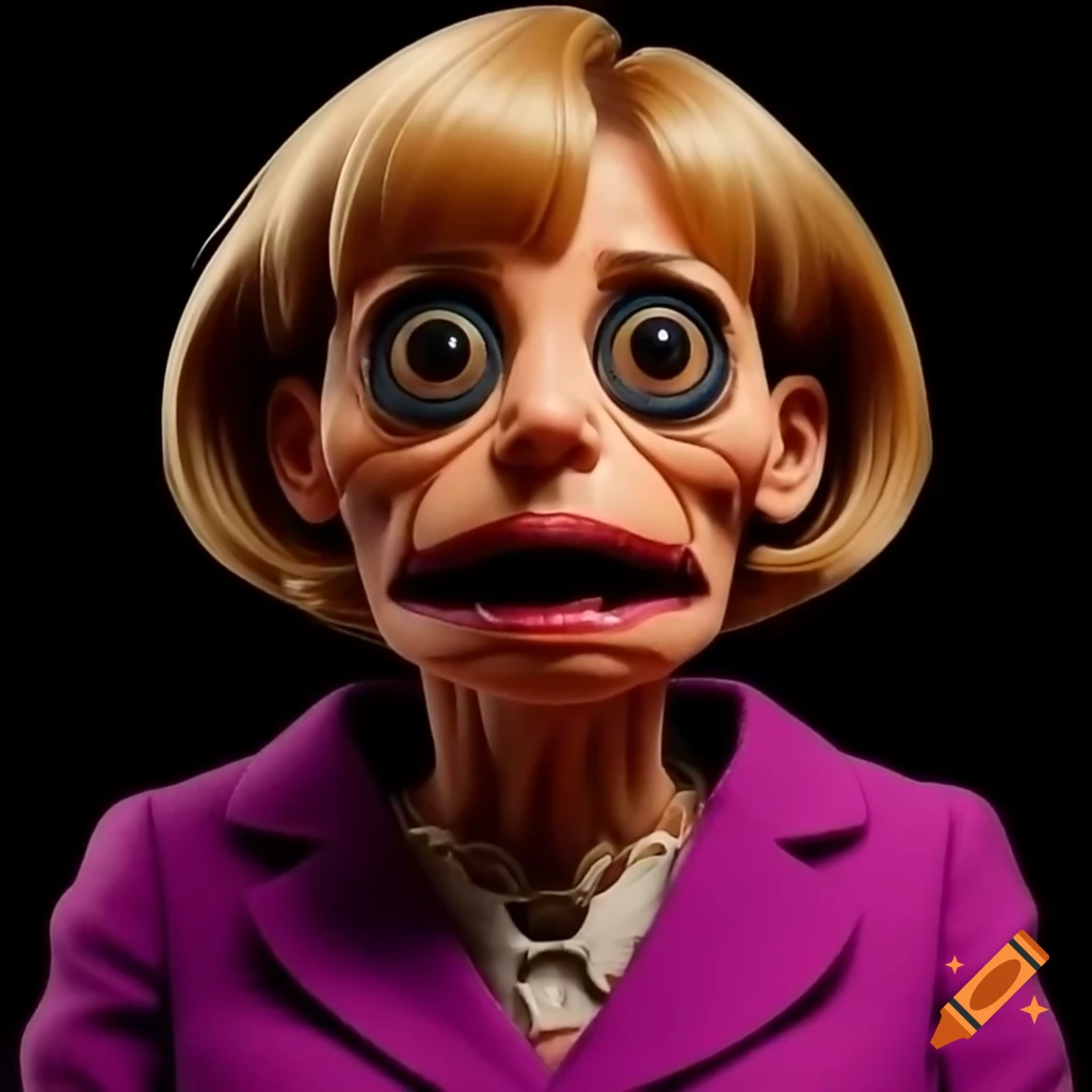 Muppet puppet resembling angela merkel in a humorous portrayal on Craiyon