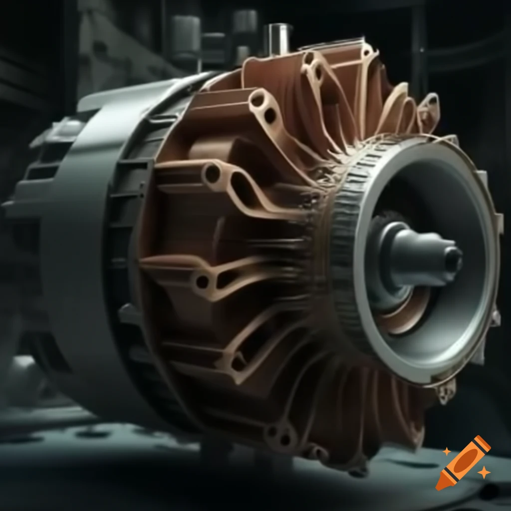 Complex motor with intricate components on Craiyon