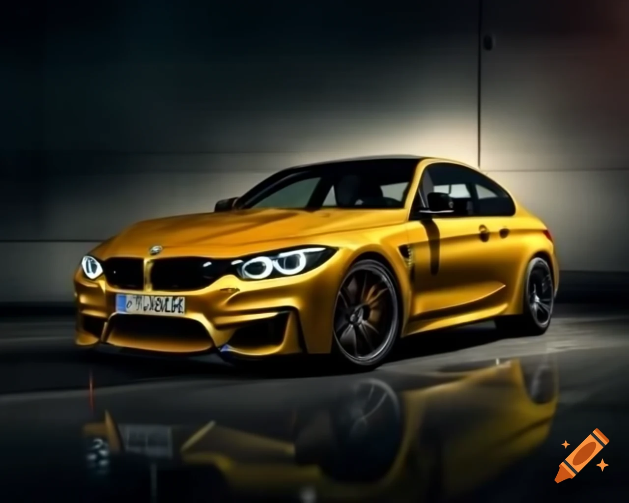 Yellow gold bmw m4 sports car on Craiyon