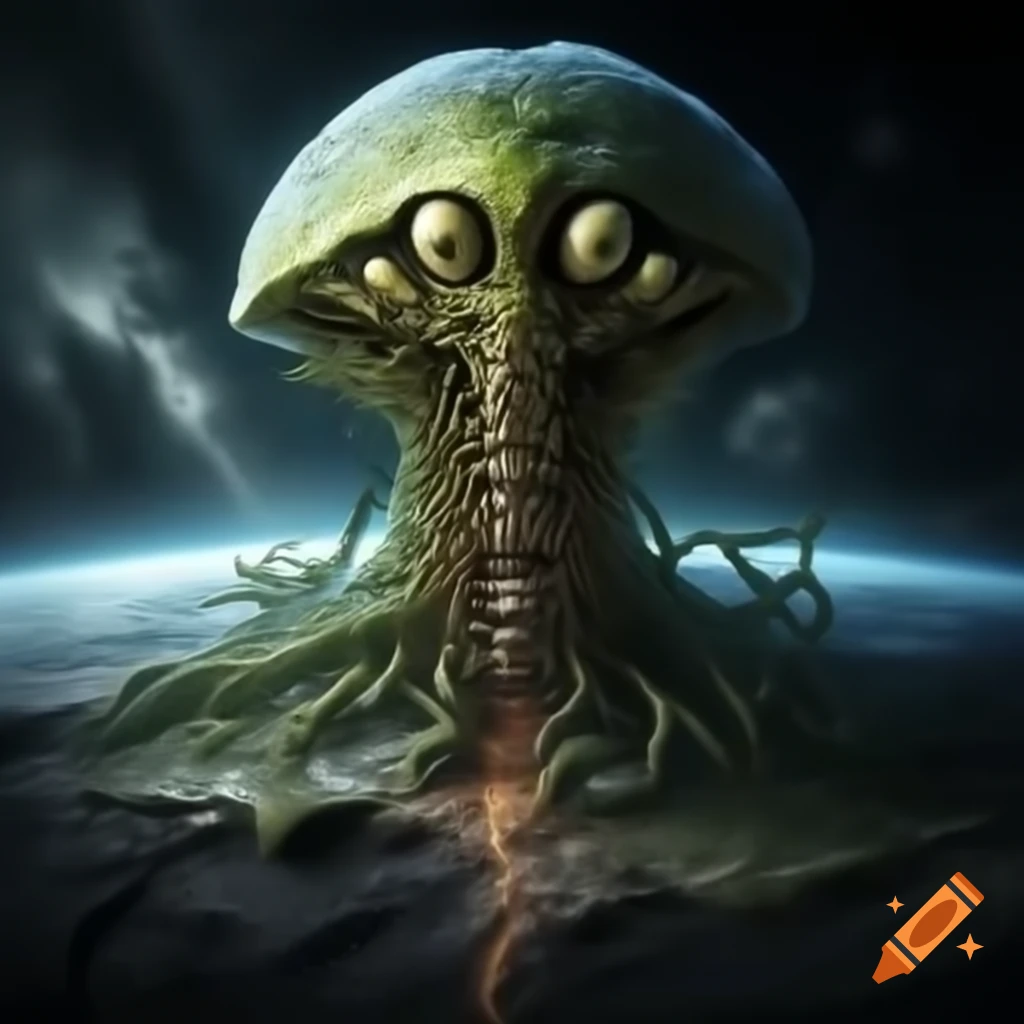 Alien larva growing large on Earth, spawning dark entities, movie ...