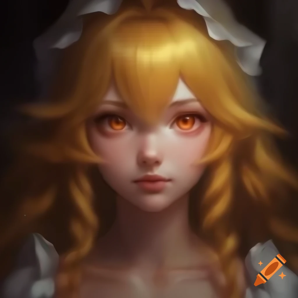 Woman With Golden Eyes And Beautiful Golden Hair Resembling Marisa