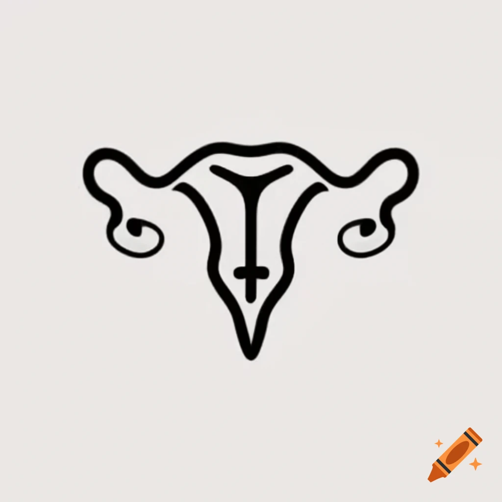Simplified Black Ink Uterus Medical Diagram As A Religious Symbol On