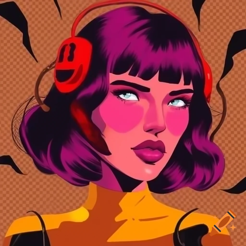 Vibrant pop art portrait of superhero customer service representative ...