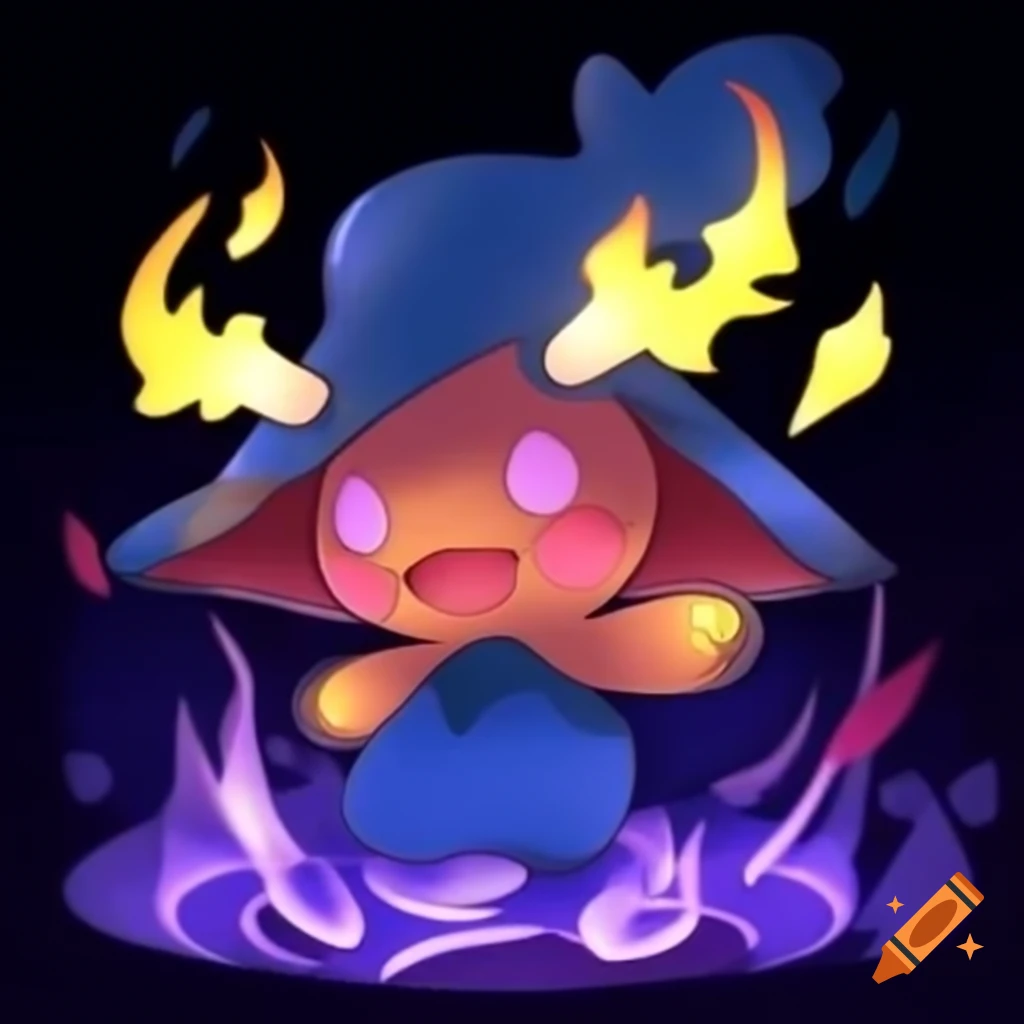 Fire/dark type pokemon resembling a creature made of smoke and embers ...