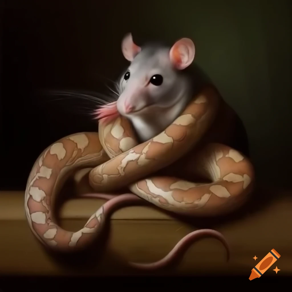 Oil painting of a rat resembling a snake on Craiyon
