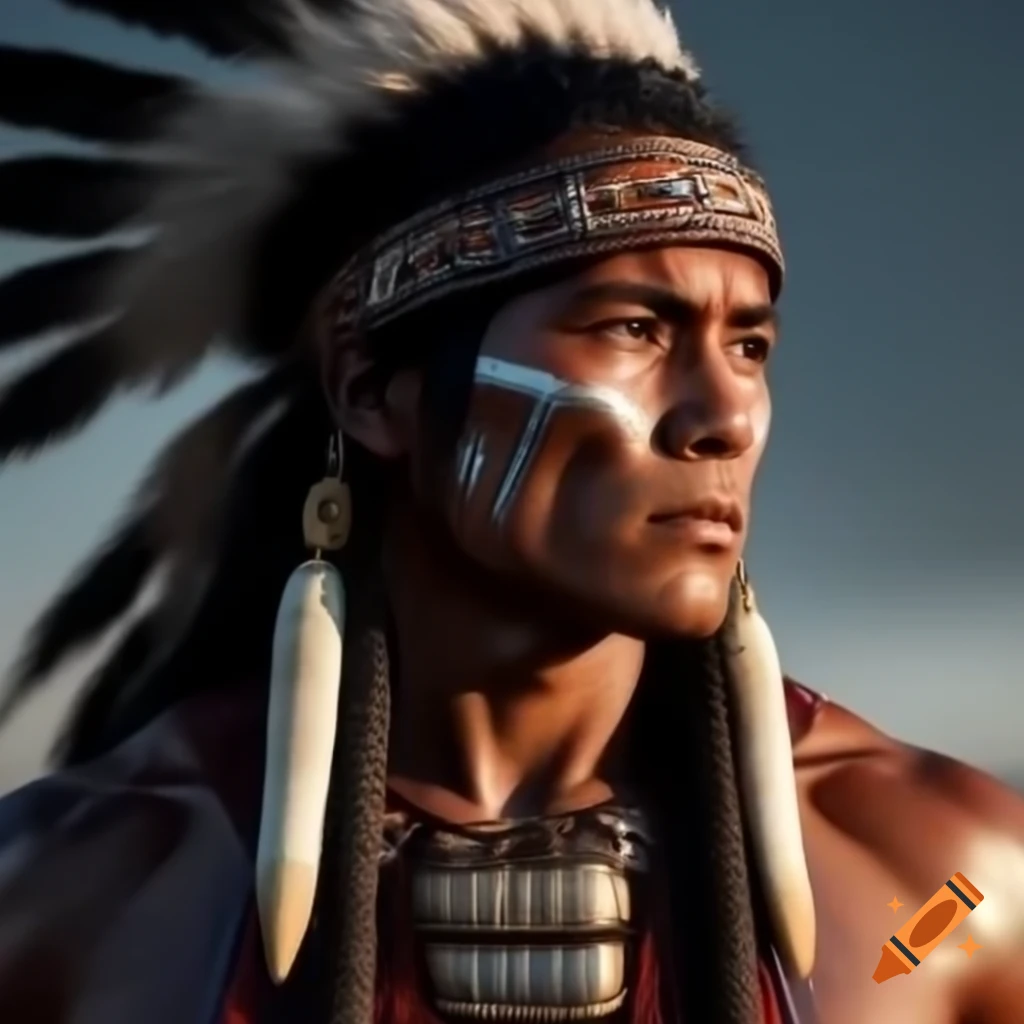 Comanche native american male warrior in traditional attire, full body ...