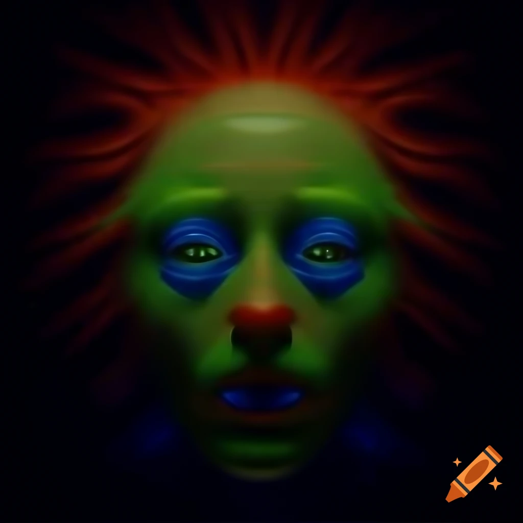 Distorted pixelated face emerging from digital static with swirling ...