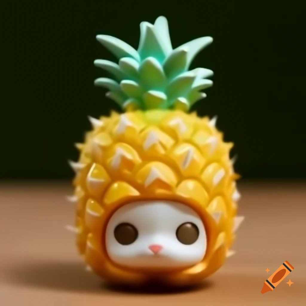Chibi cat emerging from pineapple in ultra-detailed anime style on Craiyon