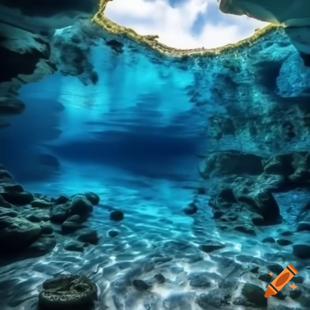 Stunning underwater landscape with crystal clear ocean and strange ...