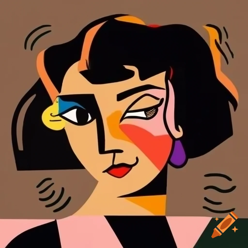 Cubism style portrait of a worried female figure on Craiyon
