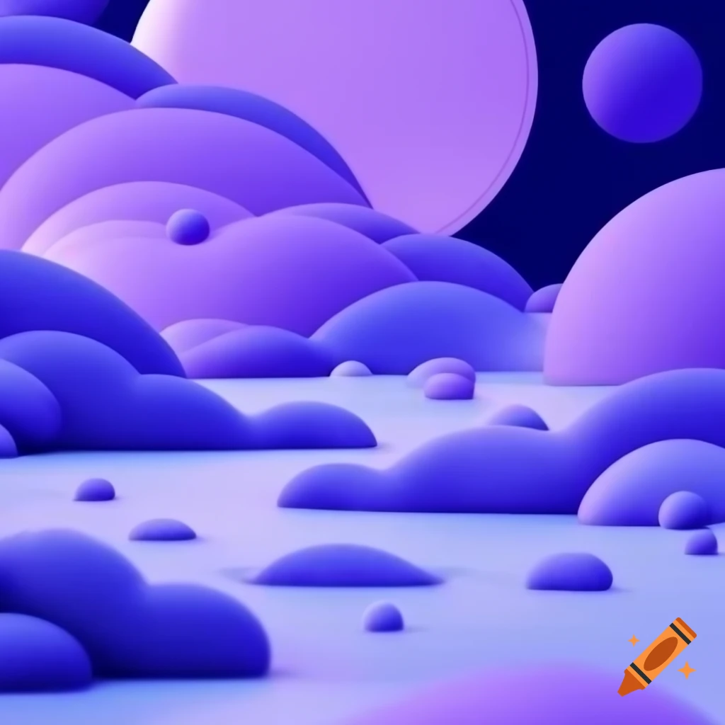 Cool and calming pastel environment in purple and blue, cartoon style ...