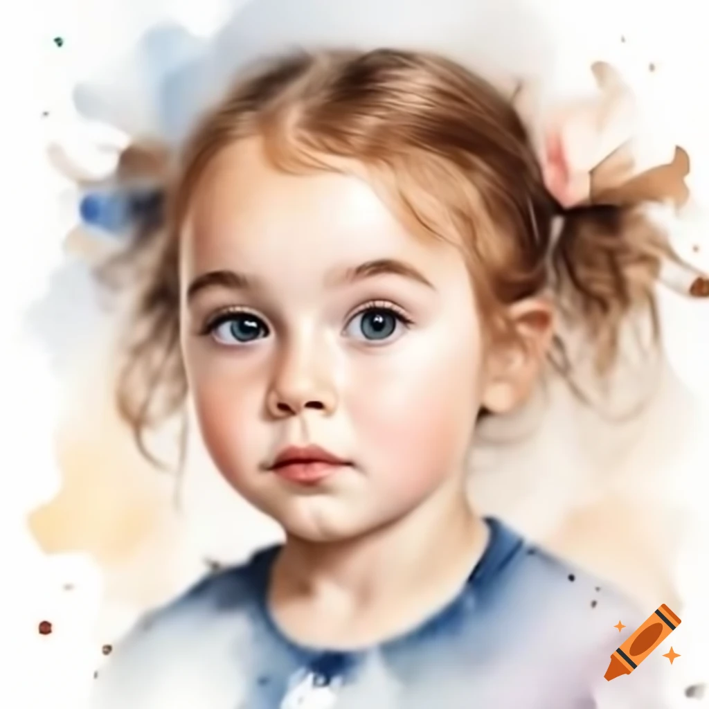 Portrait of distressed children in watercolor on Craiyon