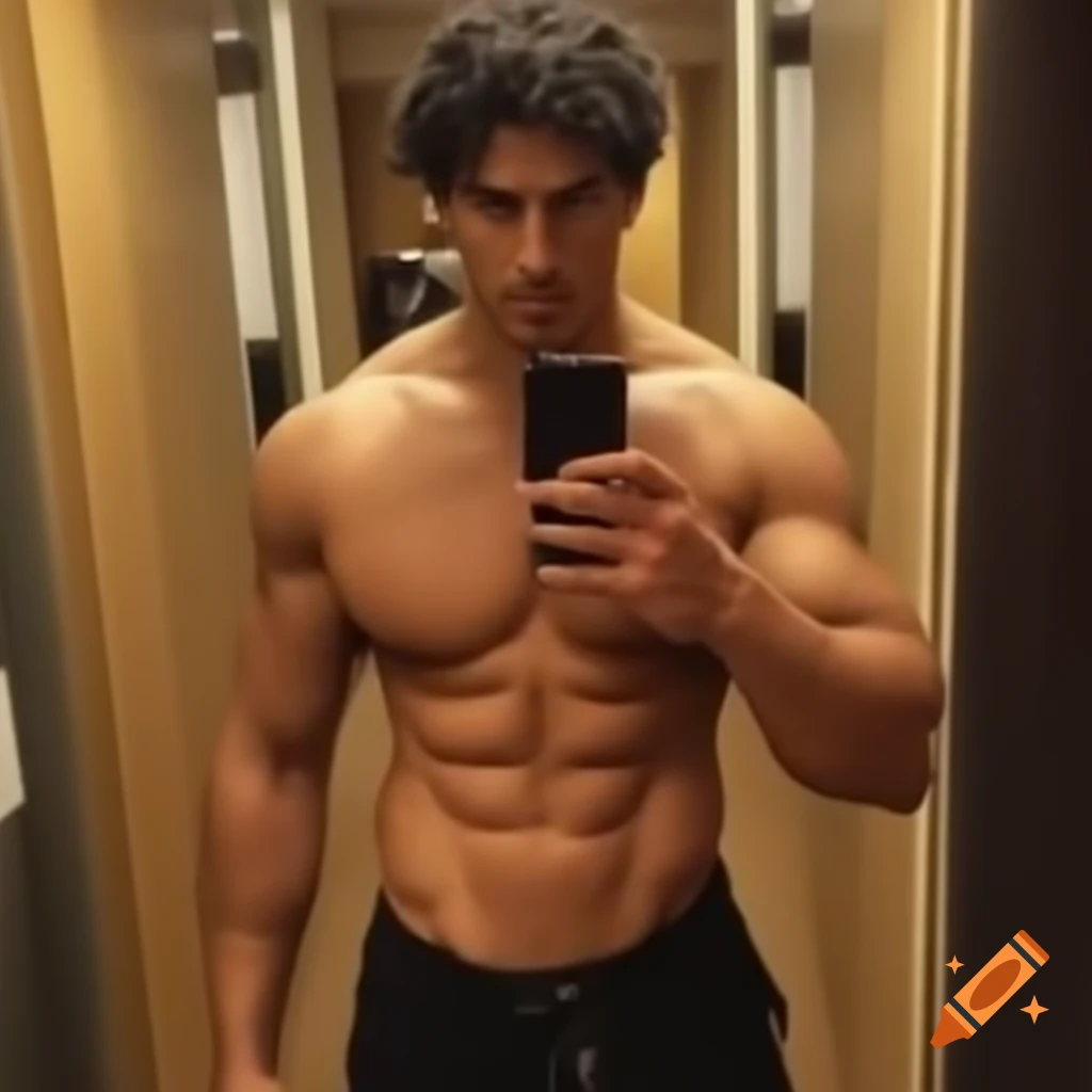 Rugged man in mirror selfie with an attractive and intimidating ...