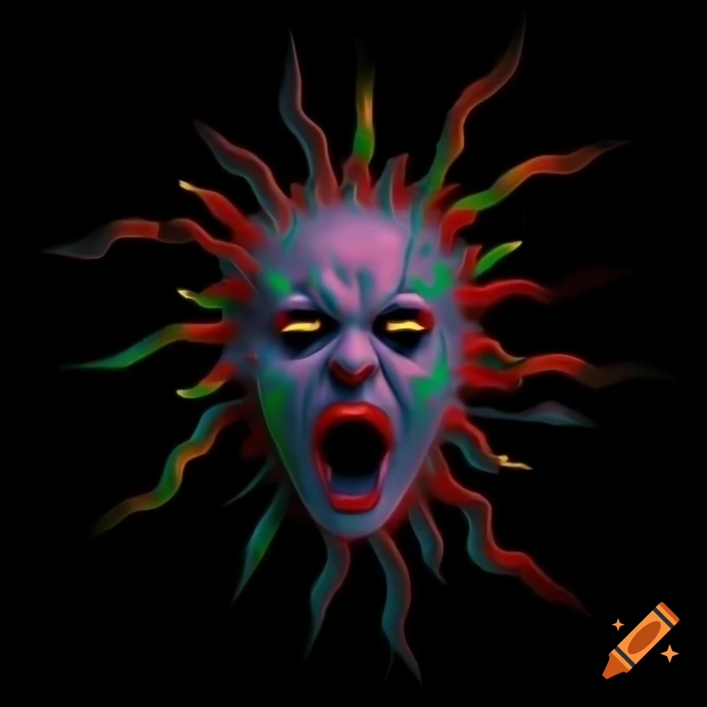 Distorted pixelated face from digital static with swirling colors on ...