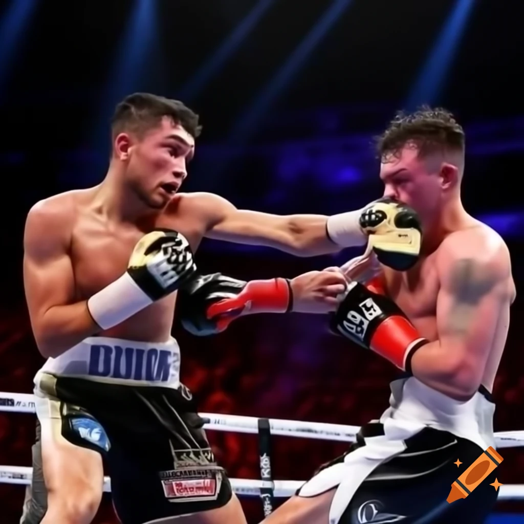 Two boxers competing in a match from the undisputed boxing game on Craiyon