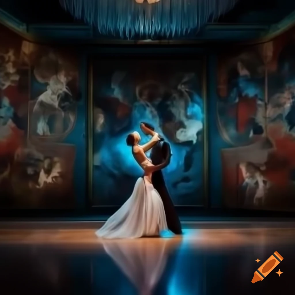 Opulent ballroom with candlelight reflecting on elegant walls and ...