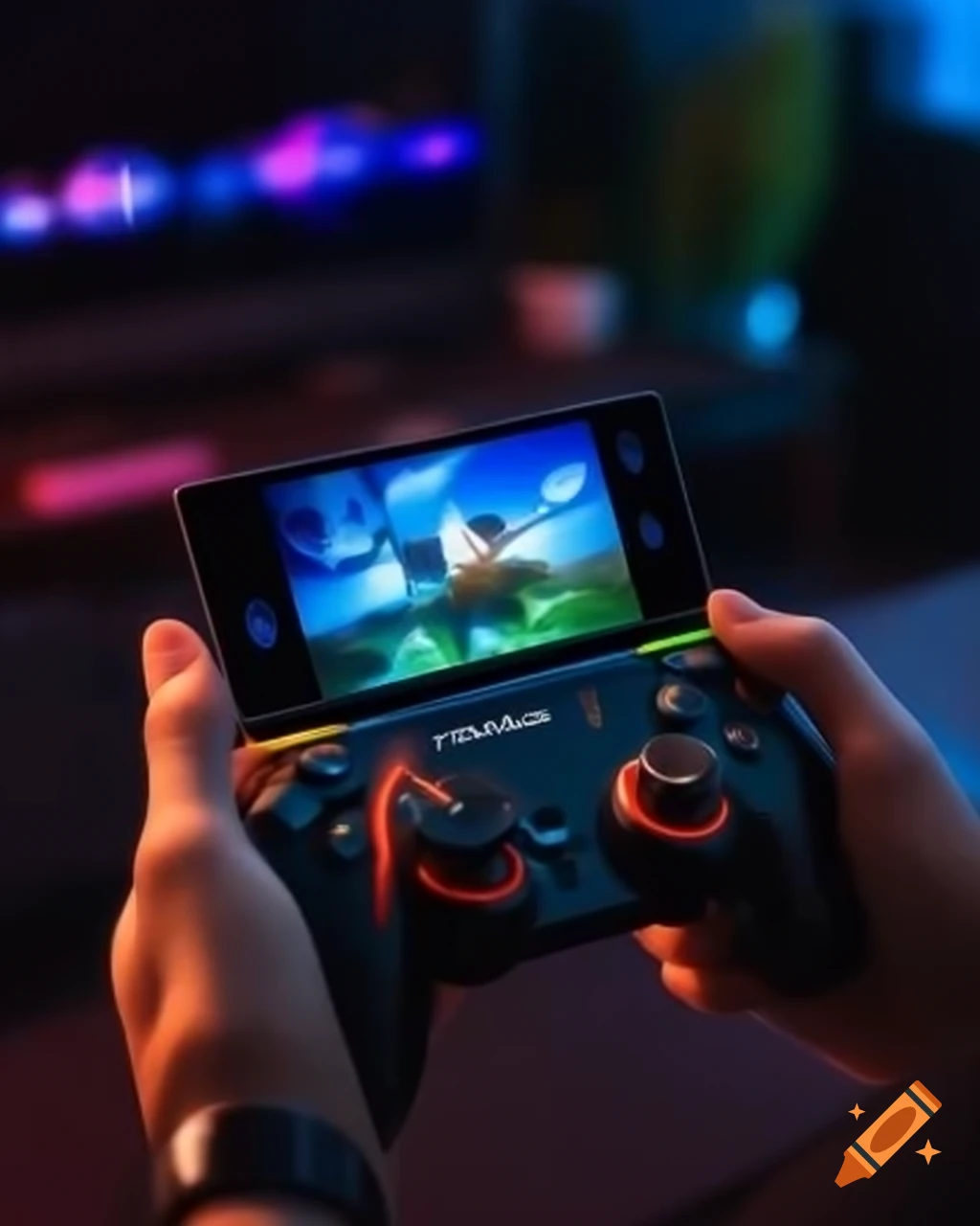 Compact handheld gaming console for portable entertainment on Craiyon
