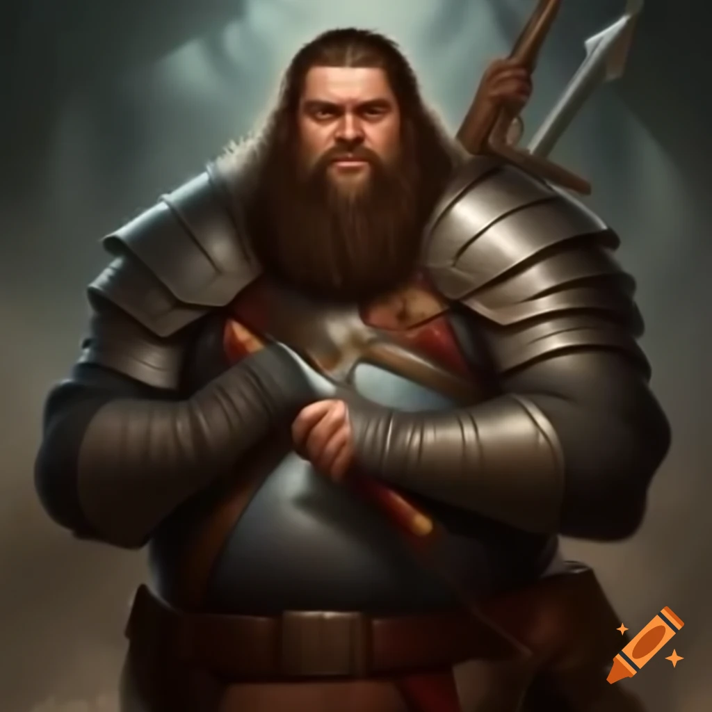 Valiant knight in gleaming armor with ancestral weapon on Craiyon