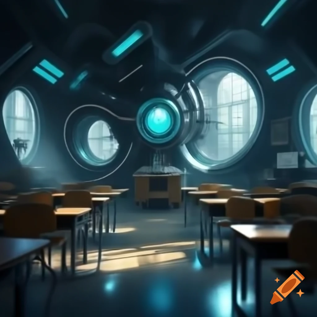 Futuristic and eccentric dream classroom design on Craiyon