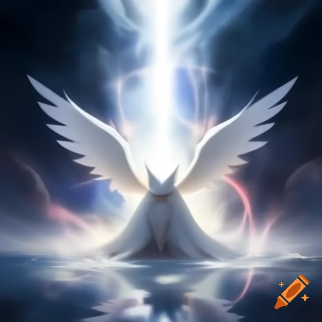 Legendary Pokemon in ethereal light, symbolizing sanctity and power on ...